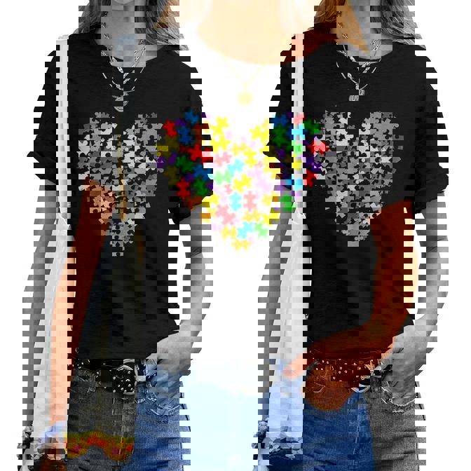 Blue Rainbow Autism Awareness Sister Heart Puzzle For Girls Women T ...