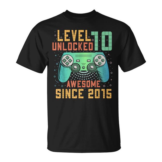 10 Year Old Gamer Gaming 10Th Birthday Level 10 Unlocked T-Shirt | Mazezy