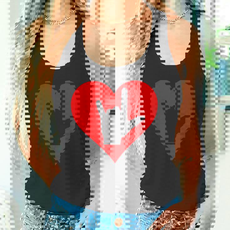 ASL Heart American Sign Languages Day Hand Talking Tank Top - Monsterry