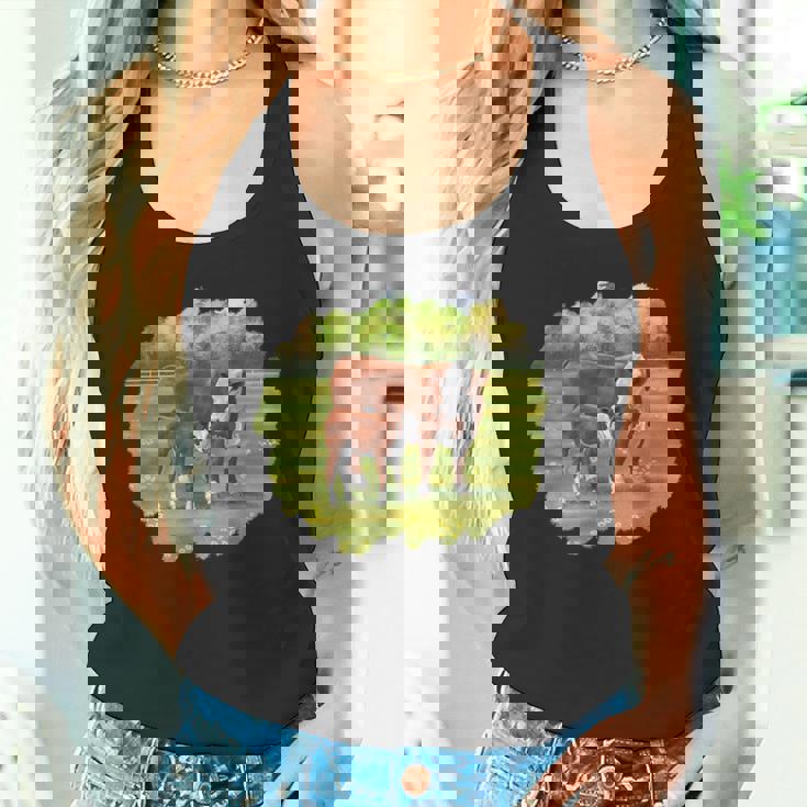 Brown Hereford Cow & Cute Calf Farm Animals Tank Top - Monsterry