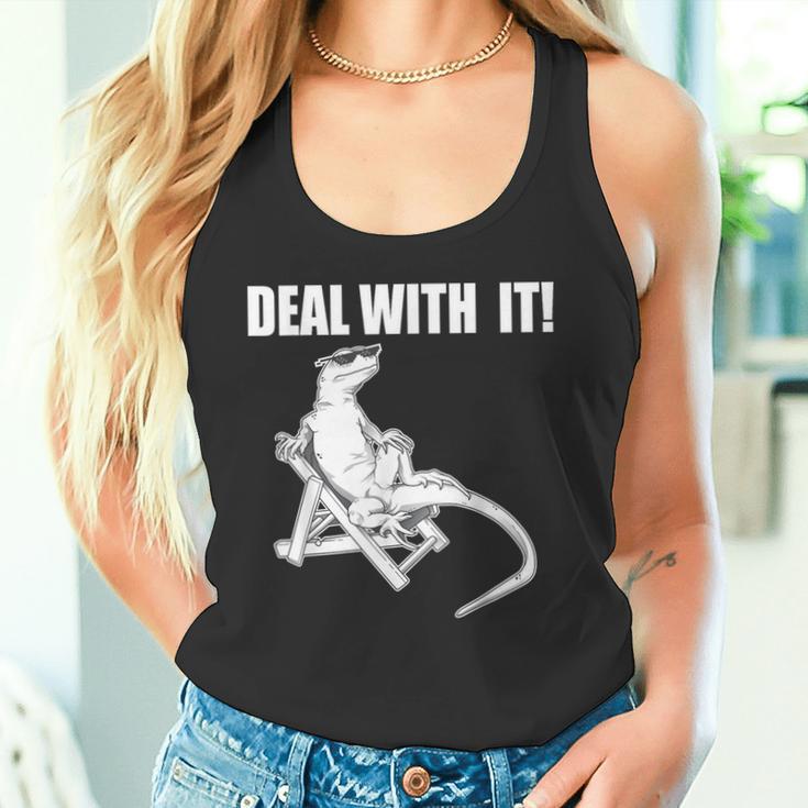 Deal With It Lizard With Sunglasses Dank Memes Tshirt Tank Top - Monsterry