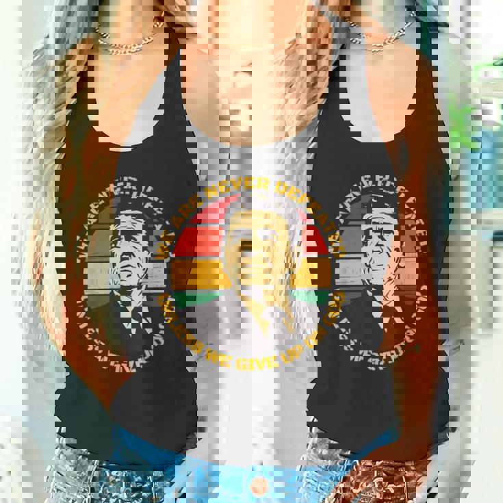 We Are Never Defeated Unless We Give Up On God Ronald Regan Tank Top ...
