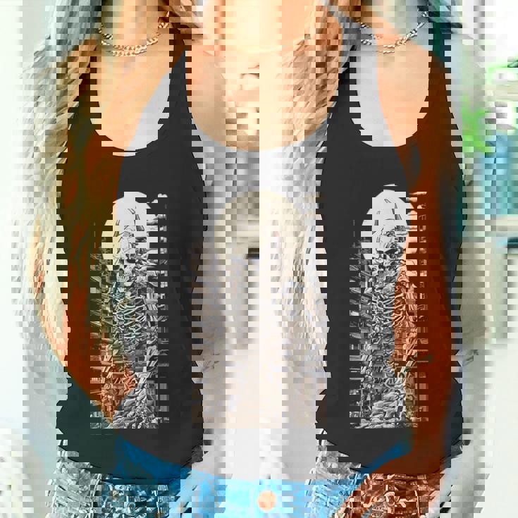 Giant Yokai Skeleton Aesthetic Edo Japan Ukiyo-E Art Tank Top - Monsterry