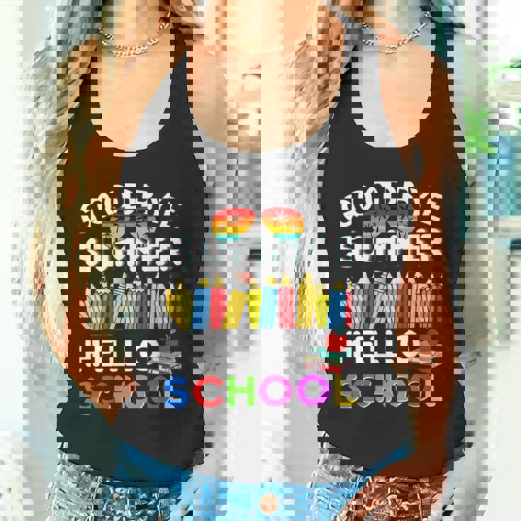 Goodbye Summer Hello School First Day Of School Teachers Fun Premium ...