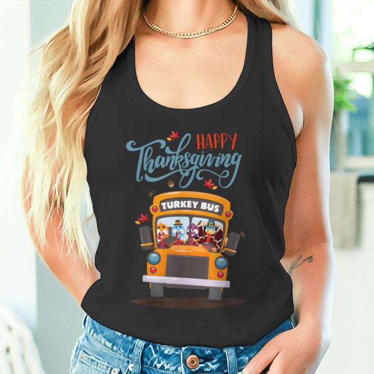 Happy Thanksgiving Fall Turkey Thankful School Bus Driver Tank Top ...
