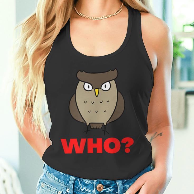 Hoot Barred Barn Screech Owl Owlet Wise Bird WHO HOO Tank Top - Monsterry
