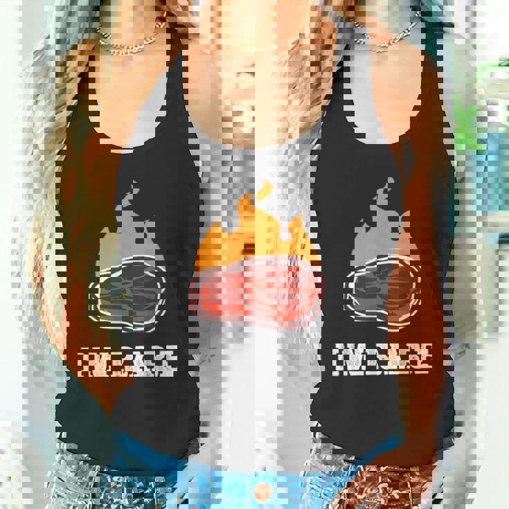 I'm Rare Steak Grilling Fathers Day BBQ Meat Pitmaster Tank Top - Monsterry