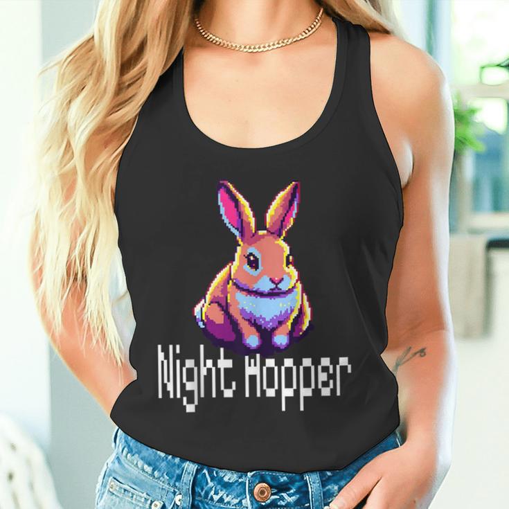 Kawaii Rabbit Hare Night Hooper Night Bunny 8-Bit Pixel Art Tank Top ...