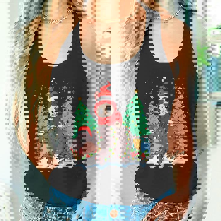 Labubu Monster Moo Deng Baby Hippo Christmas Tank Top - Monsterry