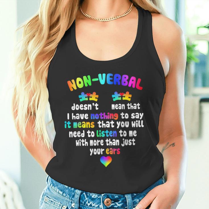 I Have NON-VERBAL Puzzle Piece Neon Pastel Autism Awareness Tank Top ...