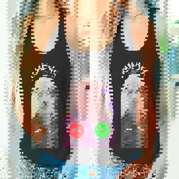 Pig Meme John Pork Is Calling Answer Call Phone Tank Top - Monsterry