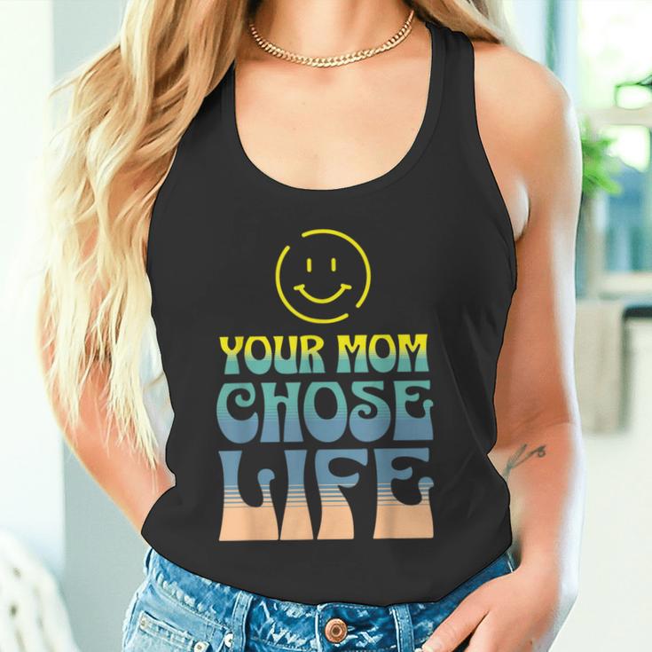 Pro-Life Message Smile Your Mom Chose Life Tank Top - Monsterry