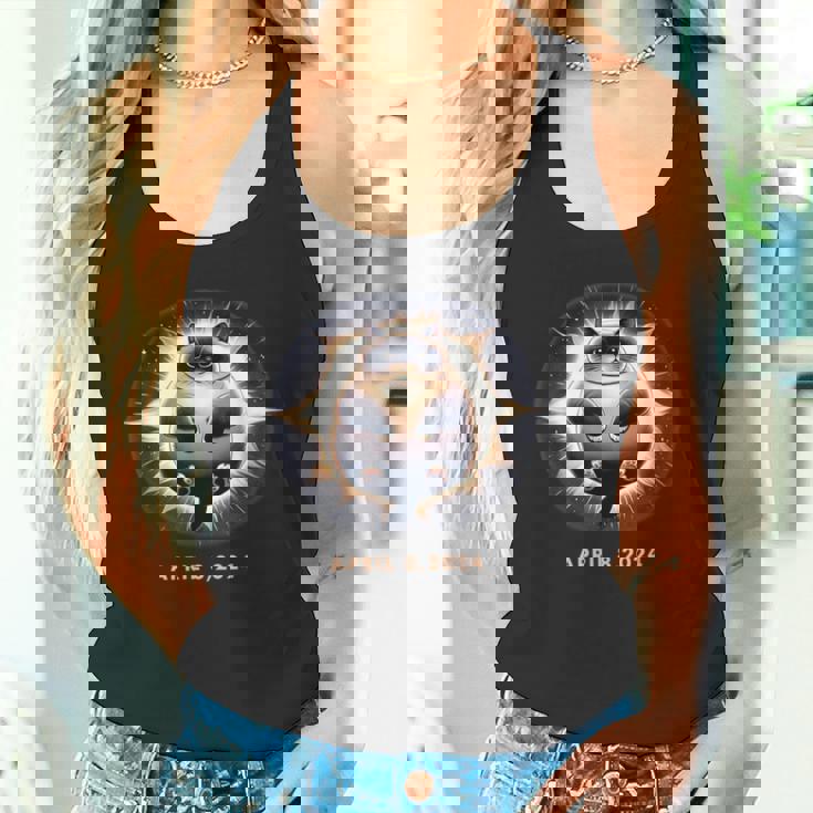 Total Solar Eclipse Fat Cat 8 April 2024 Totality Tank Top - Monsterry