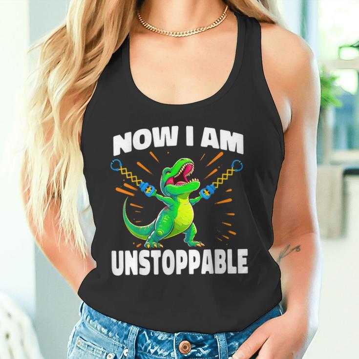 Now I Am Unstoppable T-Rex Dinosaur Claws Tank Top - Monsterry AU
