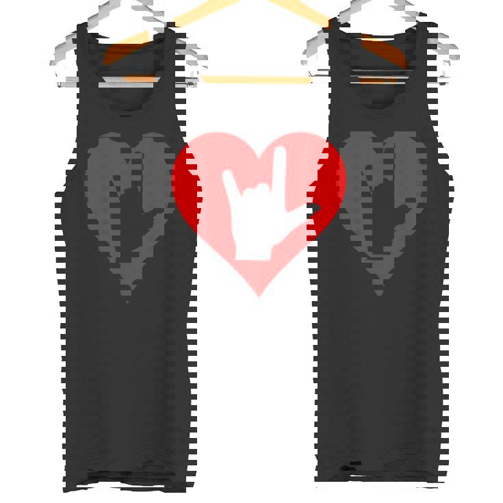 ASL Heart American Sign Languages Day Hand Talking Tank Top - Monsterry