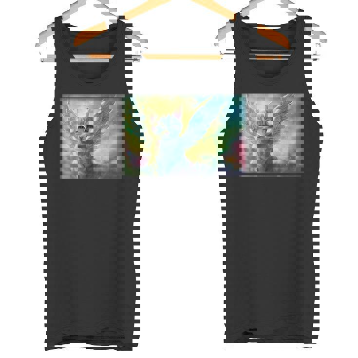 Cute Angelic Cat Seraphim Cat God Winged Aura-Smile Heaven Tank Top ...