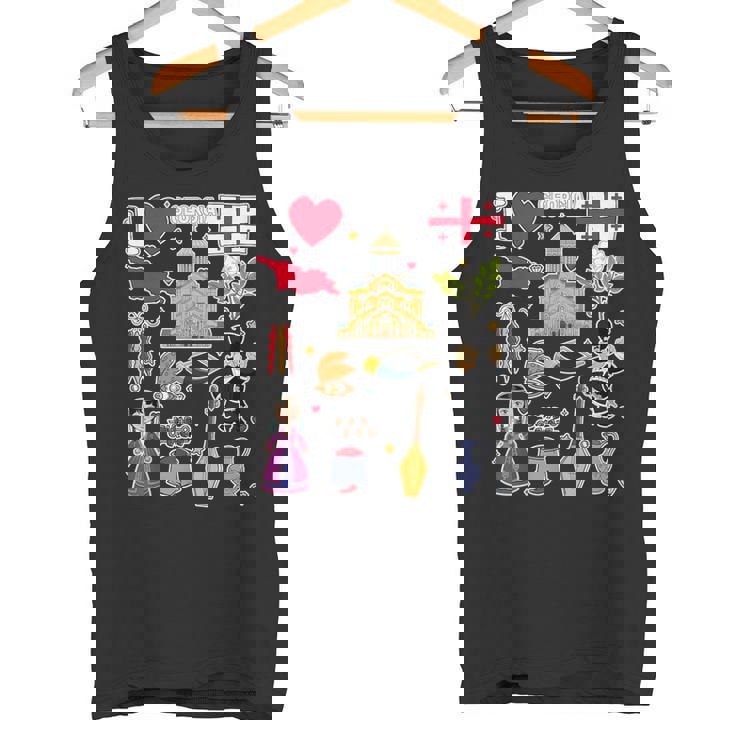 Georgian Hand Drawn Symbols Georgia Map Cultural Icons Tank Top - Monsterry