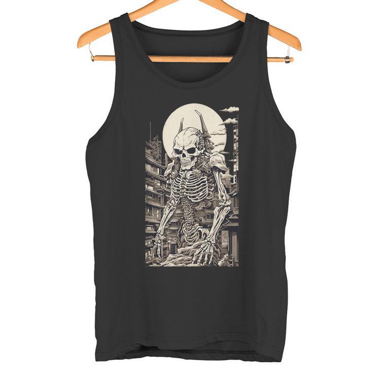 Giant Yokai Skeleton Aesthetic Edo Japan Ukiyo-E Art Tank Top - Monsterry
