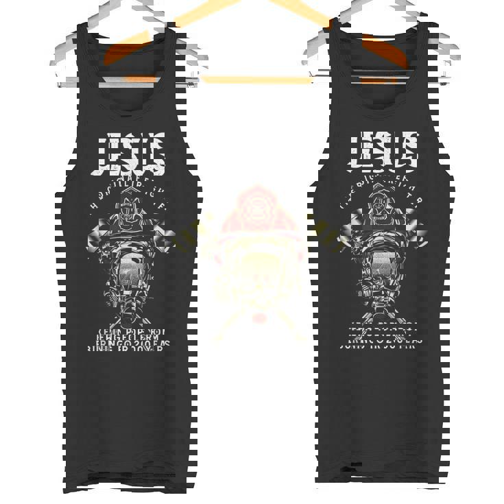 Jesus Firefighter Fire Department Fireman Firetruck Rescue Tank Top ...