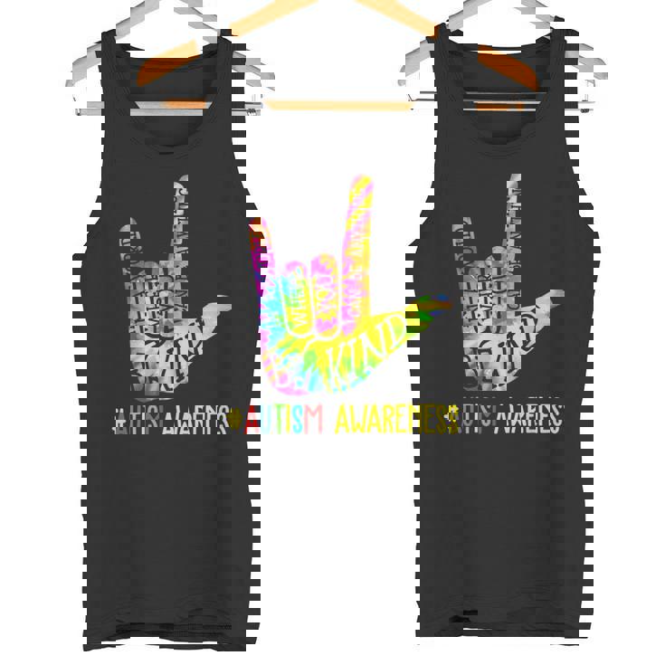 Be Kind ASL Love Sign Language Hand Autism Awareness Tie Dye Tank Top ...