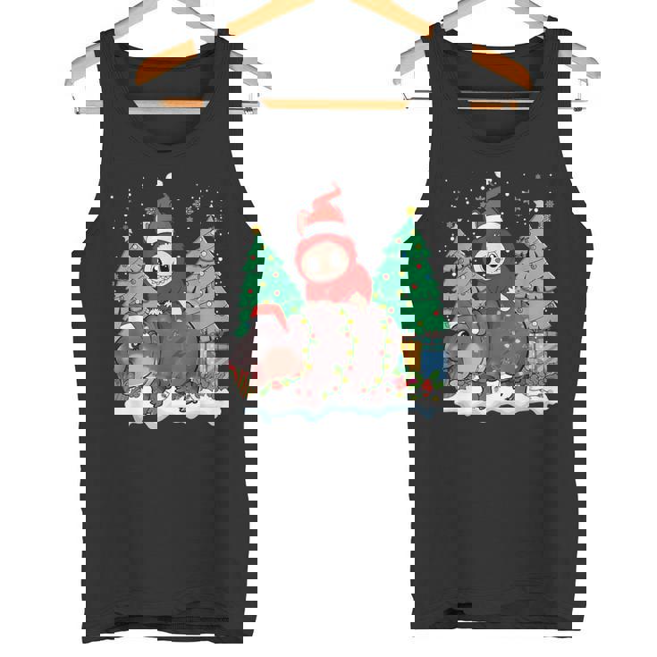 Labubu Monster Moo Deng Baby Hippo Christmas Tank Top - Monsterry