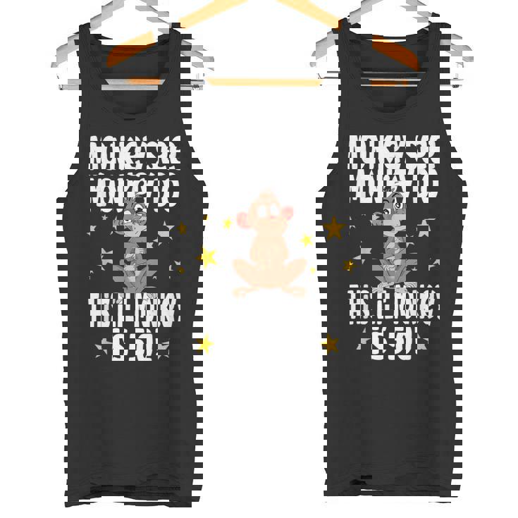 Monkey See Monkey Do 50 Year Old 50th Birthday Party Tank Top - Monsterry