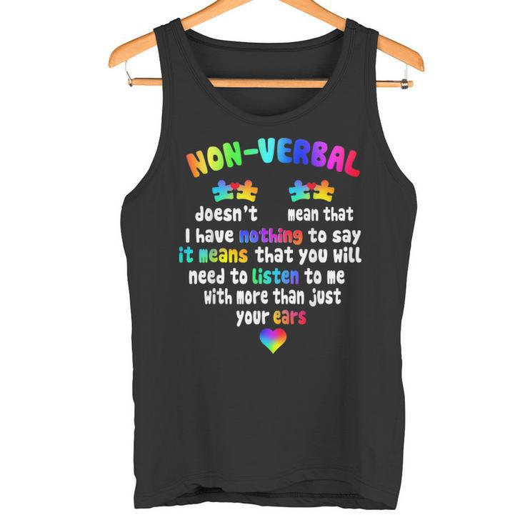 I Have NON-VERBAL Puzzle Piece Neon Pastel Autism Awareness Tank Top ...