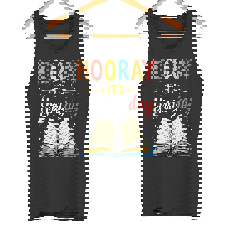 Reading Books Bibliophile Hooray It's Library Day Tank Top - Monsterry