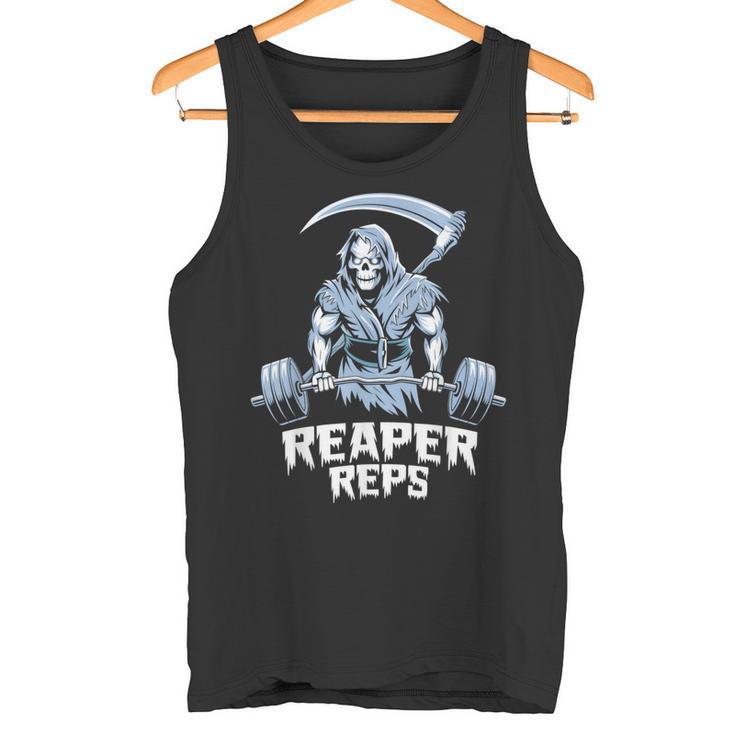 Reaper Reps Grim Reaper Death Halloween Gym Workout Tank Top - Monsterry