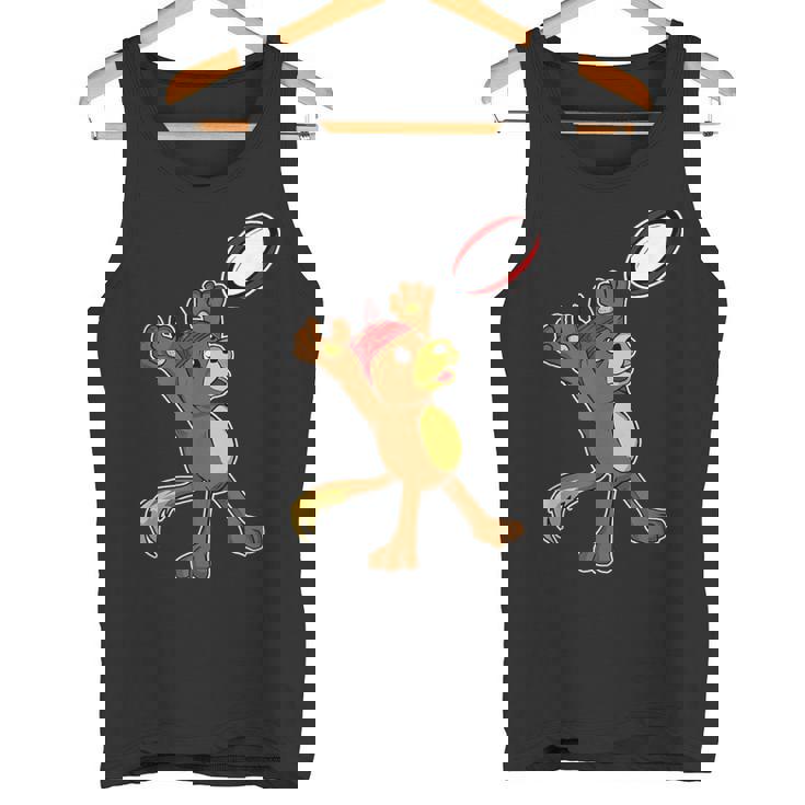 Rugby Player Dog Catching Rugby Ball Costume Tank Top - Monsterry