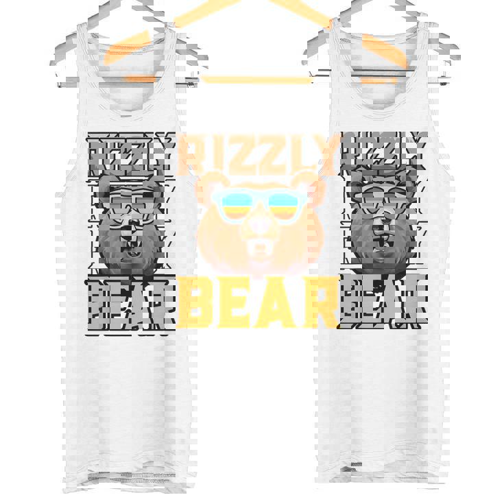 Rizzly Bear Rizz Meme Grizzly Bear Lover Sunglasses Tank Top - Monsterry AU