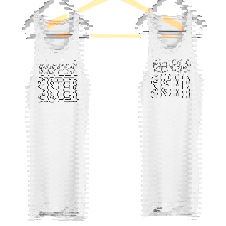 Sign Language ASL Deaf Mute Gesture Sister Sibling Tank Top - Monsterry