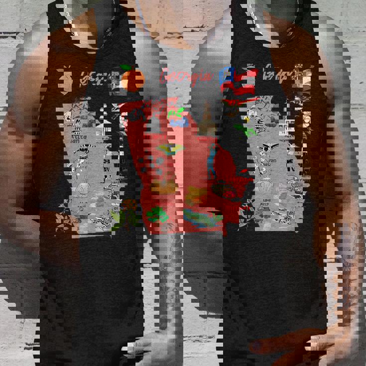 Georgia Tourist Map With Landmarks And Famous Symbols USA Tank Top ...