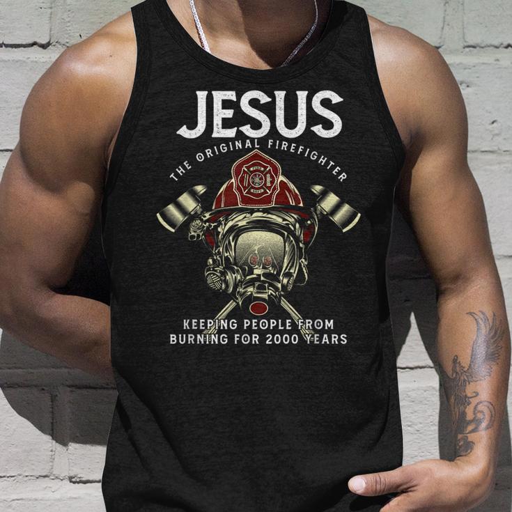Jesus Firefighter Fire Department Fireman Firetruck Rescue Tank Top ...