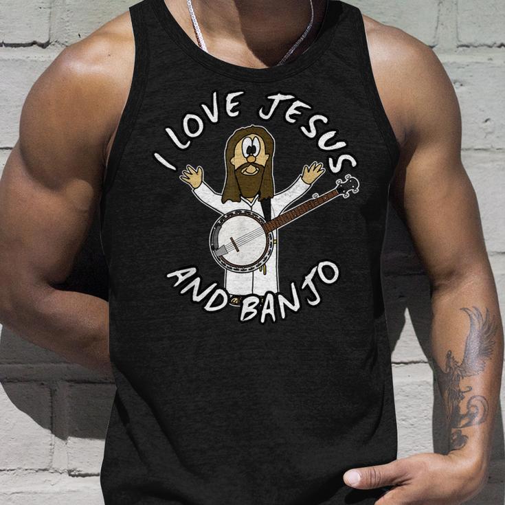 I Love Jesus And Banjo Christian Worship Country Bluegrass Tank Top ...