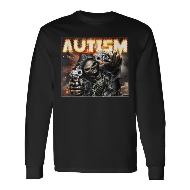 Autism Skeleton Meme Autism Skeleton GunsFire Bones Spooky Tank Top ...