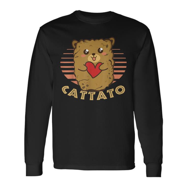 Cat Potato Cattato Hilarious Novelty Design Long Sleeve T-Shirt - Monsterry