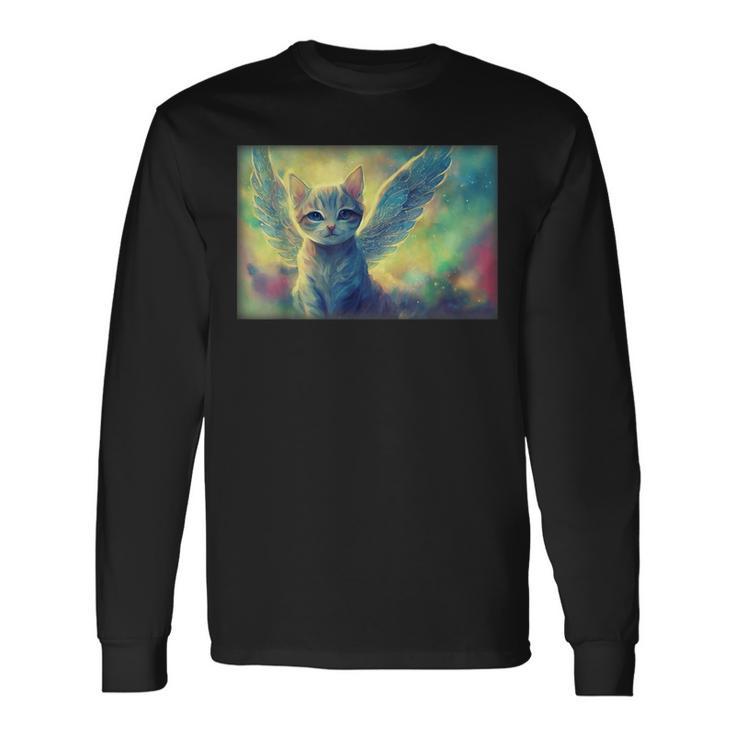 Cute Angelic Cat Seraphim Cat God Winged Aura-Smile Heaven Long Sleeve ...