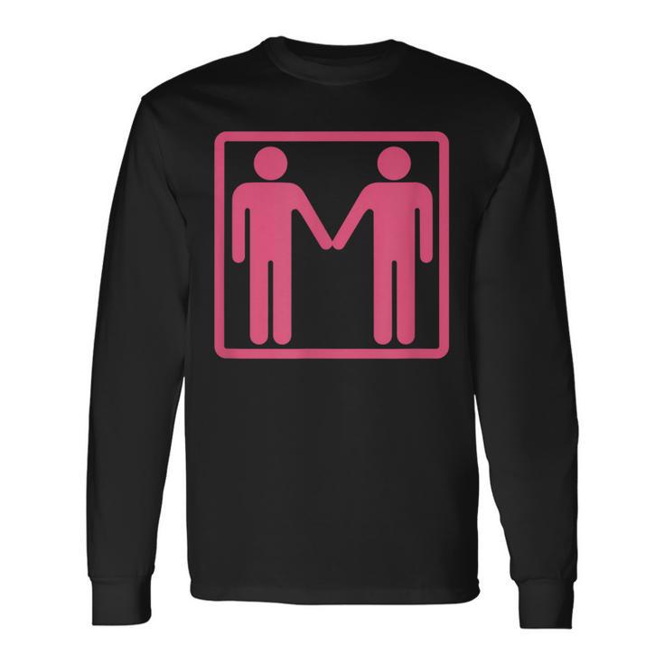 LGBTQIA Gay Pride Pink Restroom Sign Graphic Long Sleeve T-Shirt ...