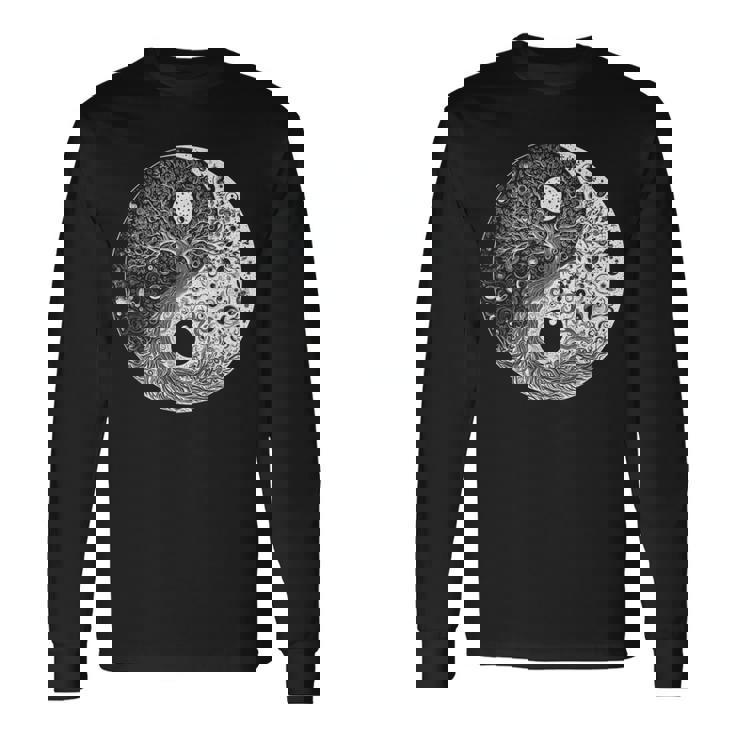 Tree Of Life Yin Yang Taoist Symbol Spiritual Meditation Long Sleeve T ...