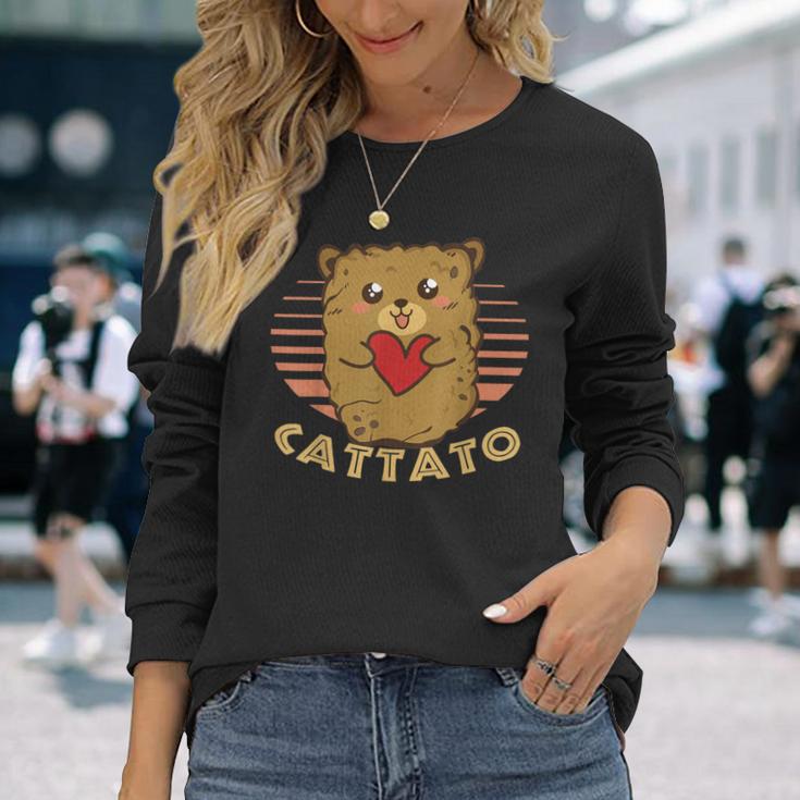 Cat Potato Cattato Hilarious Novelty Design Long Sleeve T-Shirt - Monsterry