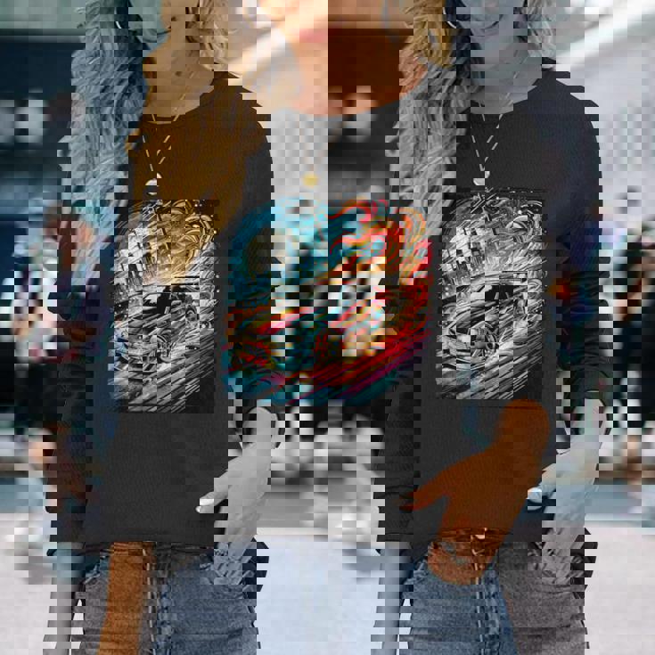 Drifting Cars Burnout Retro Street Car Racing Art Men Drift Long Sleeve ...