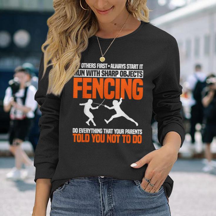 Fencing Foil Epee Sabre Combat Sport Fence Sword Fencer Long Sleeve T ...