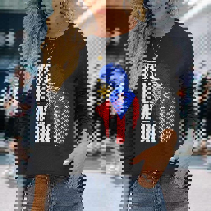 Filipino And Puerto Rican DNA Mix Flag Heritage Long Sleeve T-Shirt ...