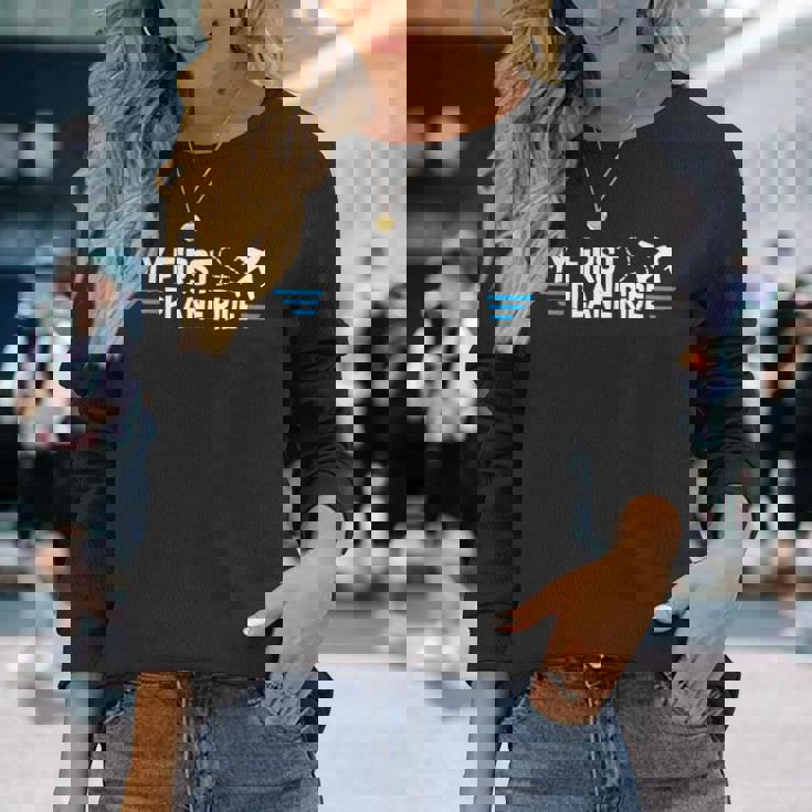 My First Plane Ride My 1st Flight Airplane Long Sleeve T-Shirt - Monsterry