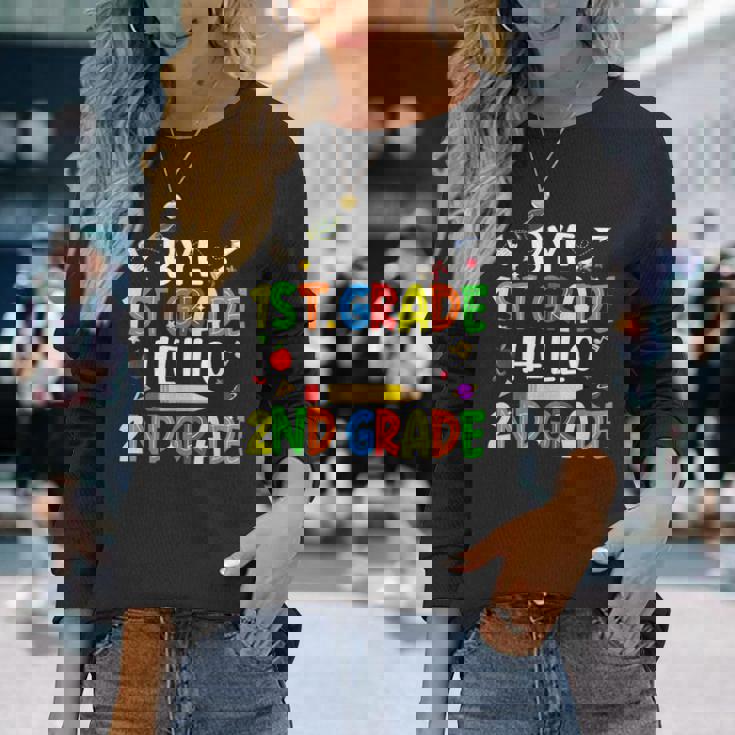 Graduation Bye 1st Grade Hello 2nd Grade Back To School Kids Long Sleeve T-Shirt - Monsterry