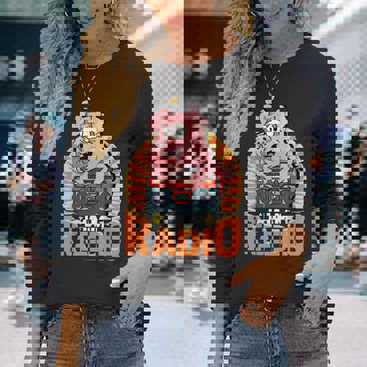 Ham Radio Pig On Boombox Radio Operator Ham Radio Long Sleeve T-Shirt ...