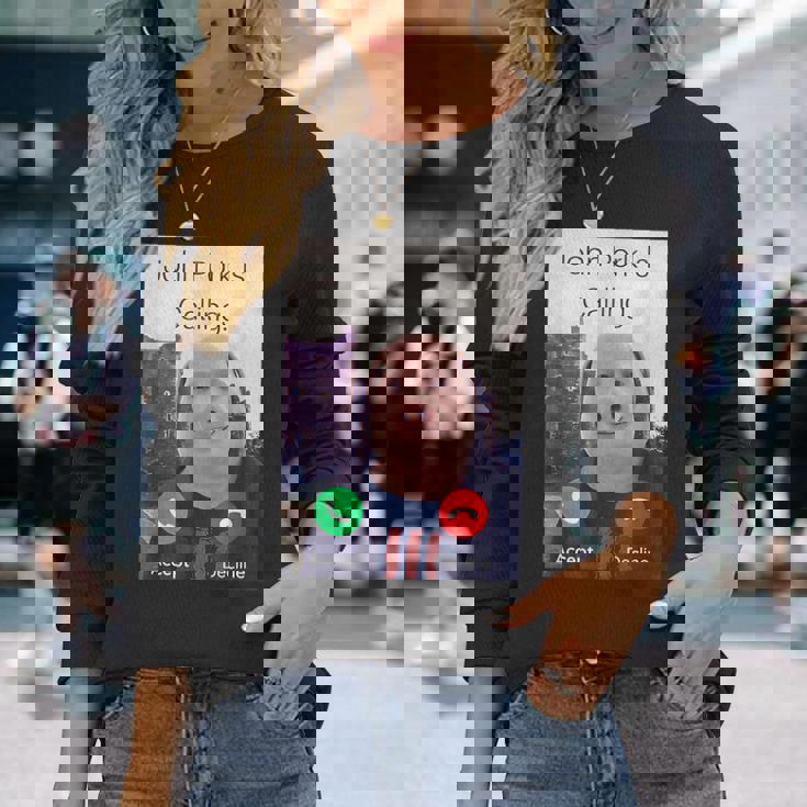 John Pork Is Calling Brainrot Long Sleeve T-Shirt - Monsterry