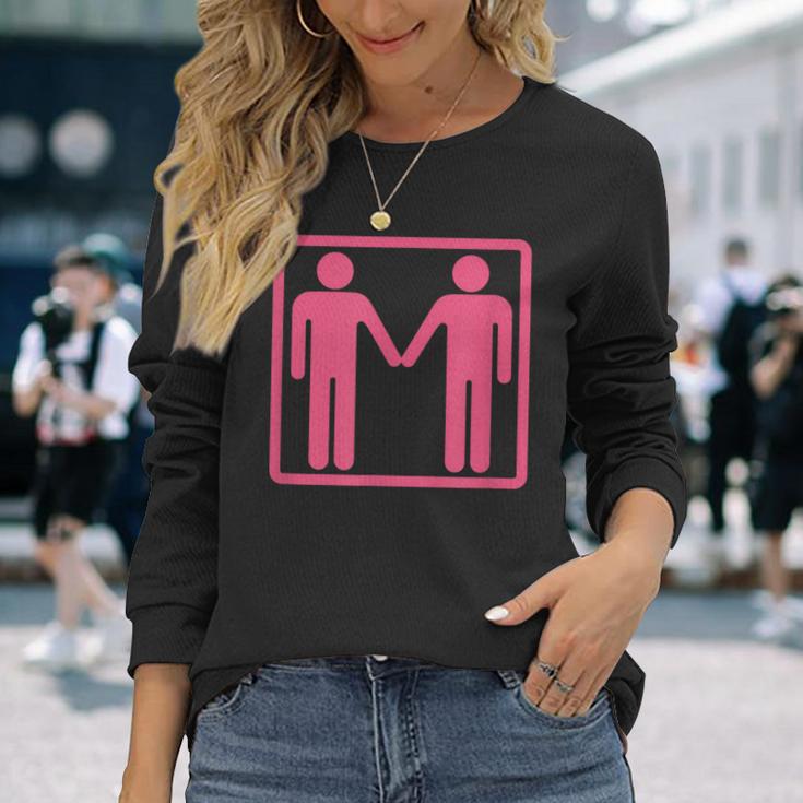 LGBTQIA Gay Pride Pink Restroom Sign Graphic Long Sleeve T-Shirt ...