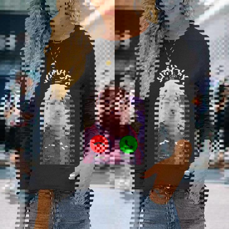 Pig Meme John Pork Is Calling Answer Call Phone Long Sleeve T-Shirt ...